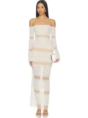 Blumarine Net Dress With Lace - Beige