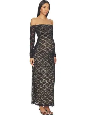 BUMPSUIT Off The Shoulder Lace Maxi Dress - Black