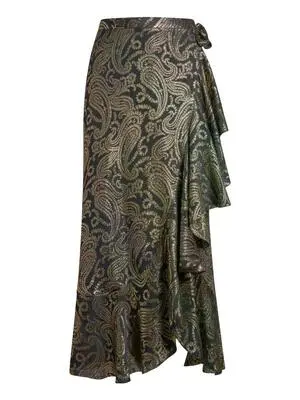 Etro Paisley Ruffled Asymmetric Skirt - Black