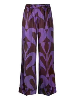 P.a.r.o.s.h Graphic-print High-waisted Trousers - Brown