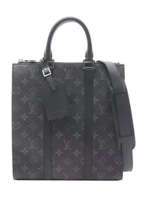 LOUIS VUITTON Monogram Eclipse Sac Plat Cross Satchel 2021-2025 - Black