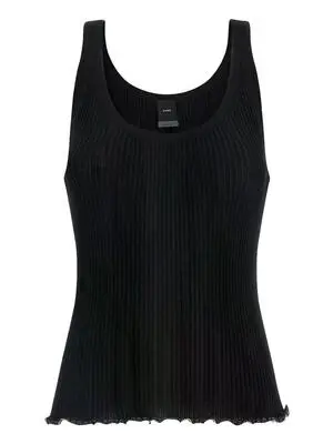 Pinko Ribbed Beaded V-neck Tank Top - Black