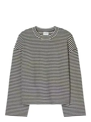 Closed Striped Long Sleeve Top - Neutrals