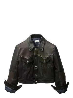 Versace Leather Slim Blouson Jacket With Suede Inserts - Black