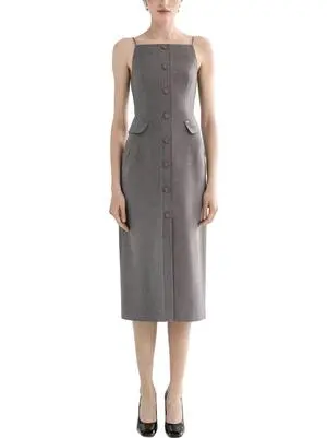 NISSA Sequined Button-fastening Dress - Grey