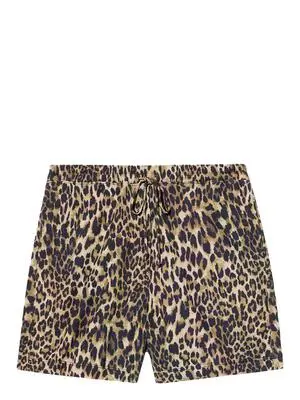 NILI LOTAN Leopard-print Drawstring Shorts - Neutrals