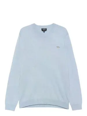 A.p.c. Crew-neck Logo Sweater - Blue