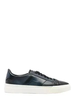 Santoni Perforated Leather Sneakers - Blue