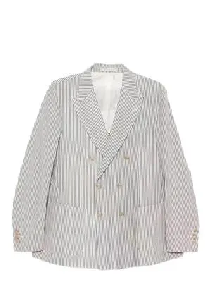 Eleventy Striped Double-breasted Blazer - Blue