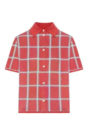Guest In Residence Plaid Silk Top - Red