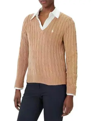 Polo Ralph Lauren Cable-knit V-neck Sweater - Neutrals