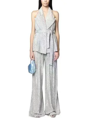 TWENTY FOURHAITCH Sequin-embellished Belted Vest - Silver