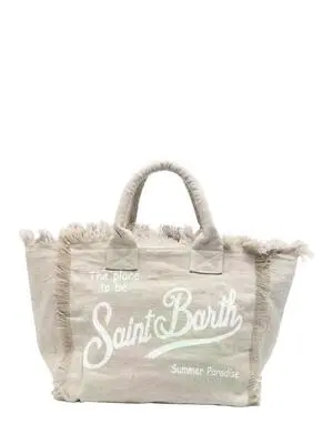 MC2 SAINT BARTH Beach Bag With Fringed Detail - Neutrals