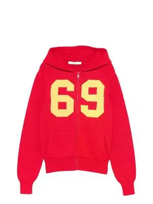 Gimaguas Number Hooded Cardigan - Red