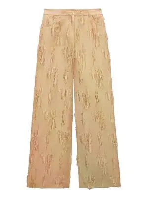 MSGM Wide-leg Distressed Trousers - Neutrals