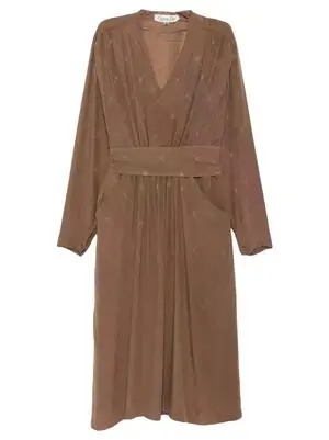 Dior 1970s Silk Dress - Brown
