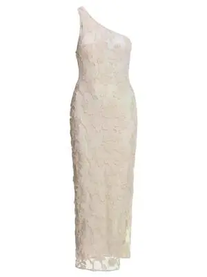 Agua Bendita One-shoulder Embroidered Dress - Neutrals