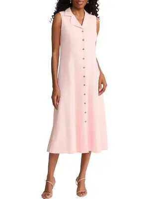 Jones New York Sleeveless Linen Blend Midi Shirt Dress - Petal Pink