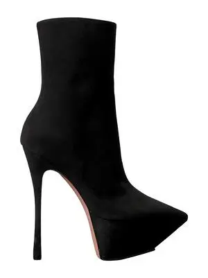 Amina Muaddi Yigit Suede Platform Ankle Boots - Black