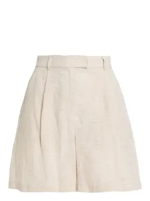 Brunello Cucinelli Linen High-rise Pleated Shorts - Sand