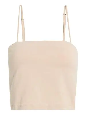 Brunello Cucinelli Cropped Cotton-blend Jersey Bustier Top - Beige