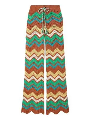 ALANUI Kaleidoscopic Chevron Crocheted Straight-Leg Pants