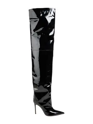 Amina Muaddi Debora Patent-leather Thigh Boots - Black