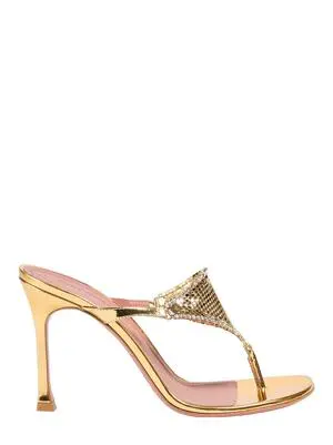 Amina Muaddi Cameron Chainmail Mules - Gold