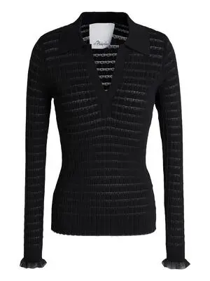 3.1 Phillip Lim Ribbed-knit Polo Sweater - Black
