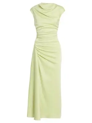 Simkhai Burke Draped Satin Maxi Dress Chartreuse