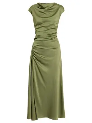 Simkhai Burke Draped Satin Maxi Dress Leaf Green