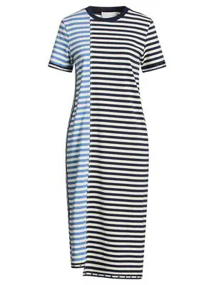 3.1 Phillip Lim Eyelet-embellished Cotton-jersey Dress - Navy