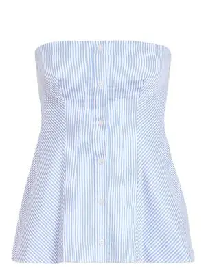 Simkhai Vivvy Strapless Striped Bustier Top Blue
