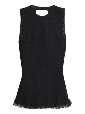 3.1 Phillip Lim Ruffled Ribbed-knit Tank - Black