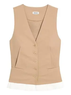 Simkhai Laiken Pleated Crepe Vest - Camel