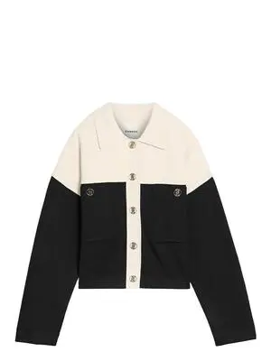 SANDRO Two-Tone Knitted Cardigan