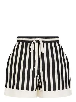 3.1 Phillip Lim Striped Cotton And Silk-blend Shorts - Black