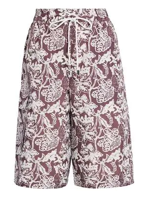 Tibi Floral-print Shell Shorts - Grape