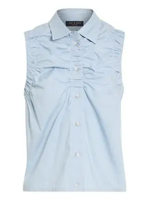 Rag & Bone Georgina Ruched Cotton Shirt - Light Blue