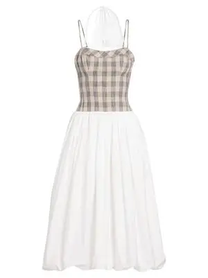 Simkhai Pfeiffer Gingham Broadcloth And Cotton-poplin Midi Dress - White
