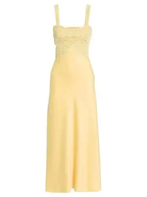 Simkhai Roberta Crochet-paneled Satin Maxi Dress - Yellow