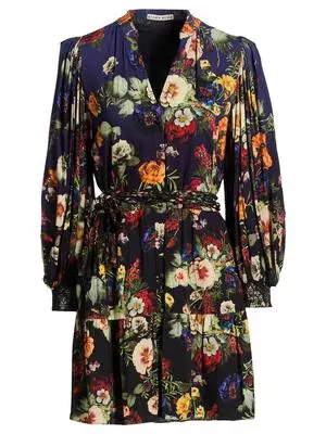 Alice + Olivia Floral-print Sateen Mini Dress - Navy