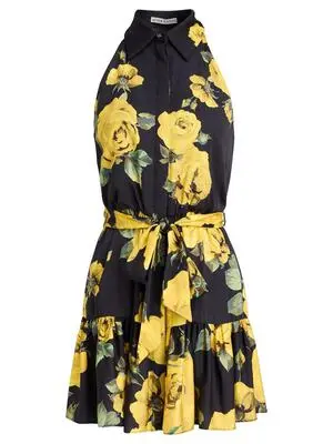 Alice + Olivia Miranda Floral-print Mini Dress - Black