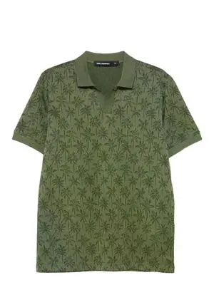 Karl Lagerfeld Palm-print Polo Shirt - Green