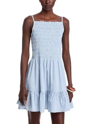 Michael Kors Striped Smocked Mini Dress - Chambray