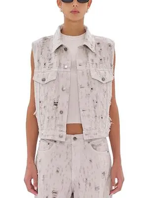 HAIKURE Haikure Ryder Bull Destroyed Denim Vest Wind Gray