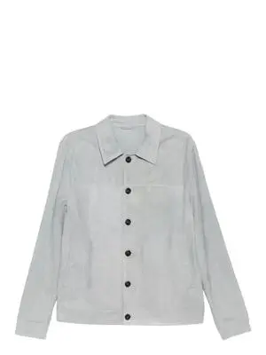 Eleventy Buttoned Suede Jacket - Blue