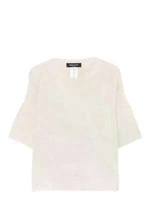 Fabiana Filippi Short-Sleeve Shimmer Sweater Neutrals