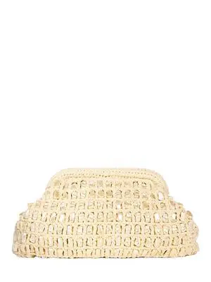 Aqua Pearl Beaded Convertible Clutch - White