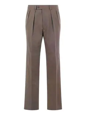 Caruso Tailored Pleated Trousers - Brown